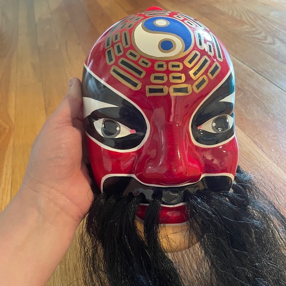 Art | Vintage Painted Chinese Opera Theater Mask Bearded Man Face ...